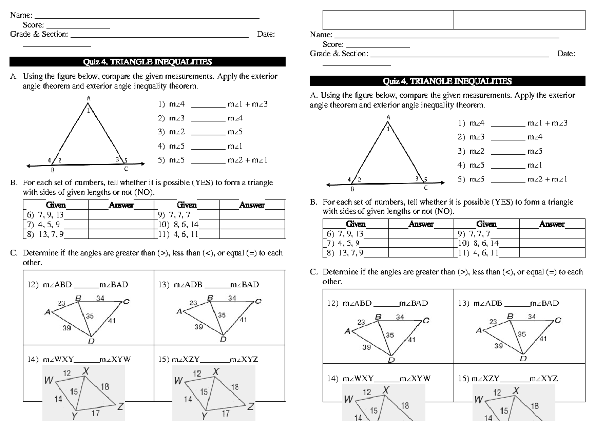 4 QUIZ Triangle-Inequality - Name ...