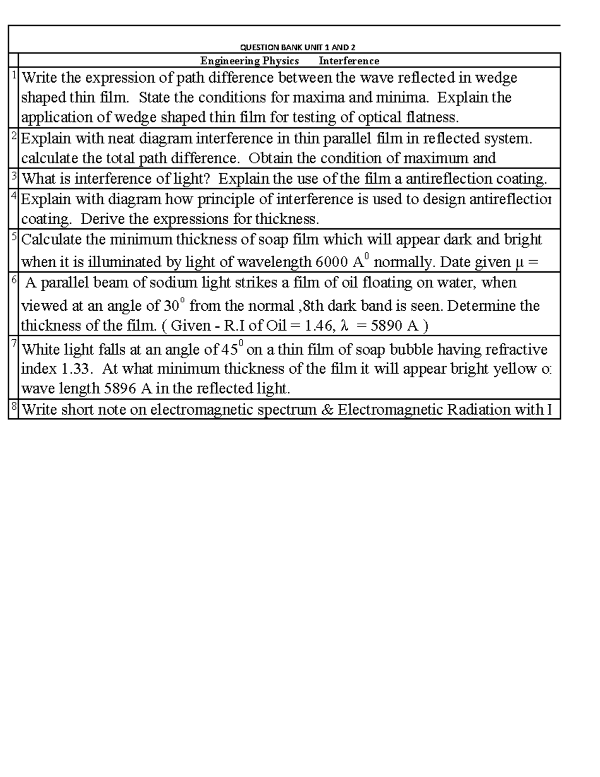 Engineering Physics Question bank Insem - Engineering Physics ...