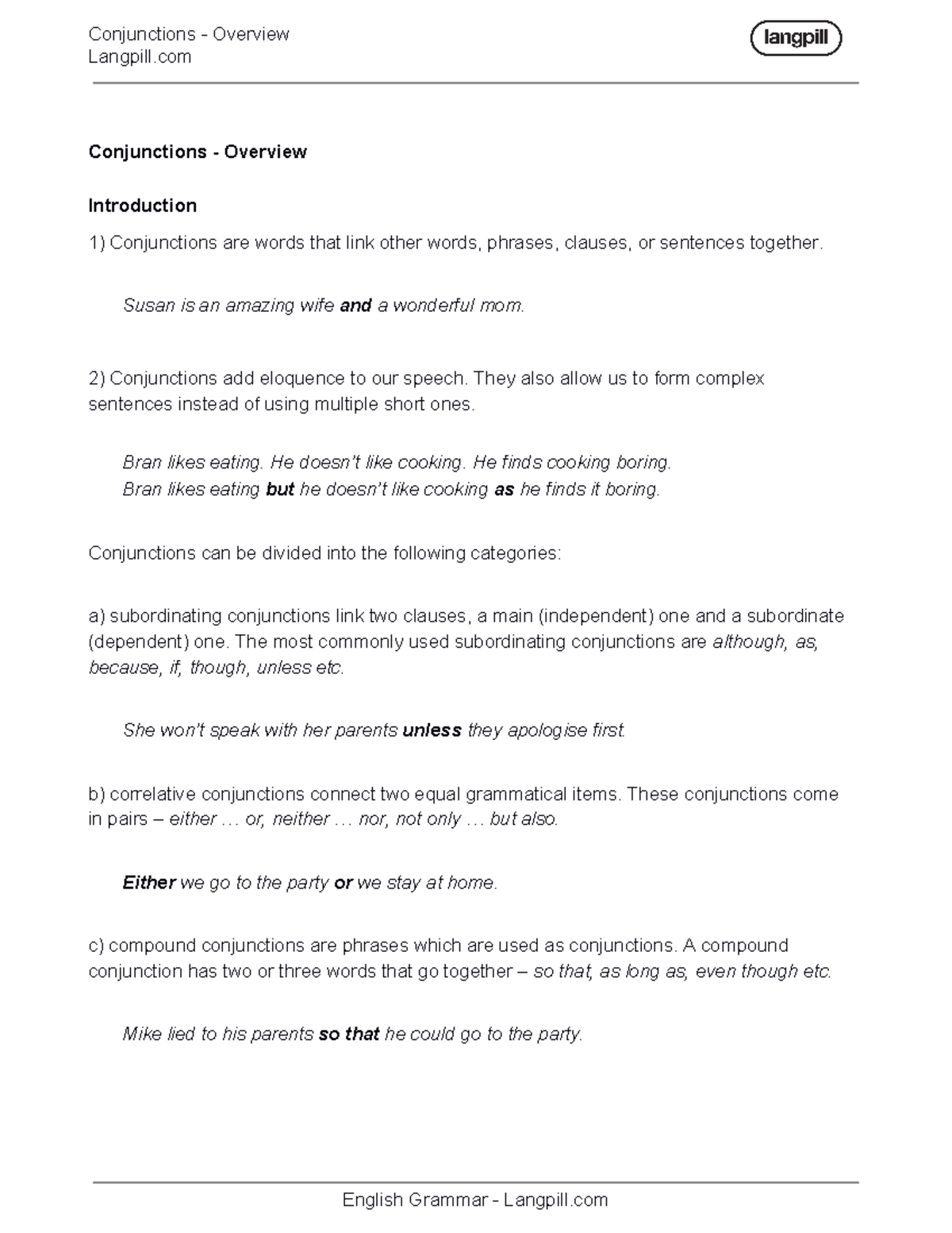 1.1 30. [Textbook] Conjunctions - Overview - Conjunctions - Overview ...