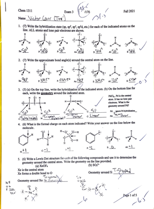 Chem 1311 Exam 1 Key Fall 2022 - CHEM 1311 - Studocu