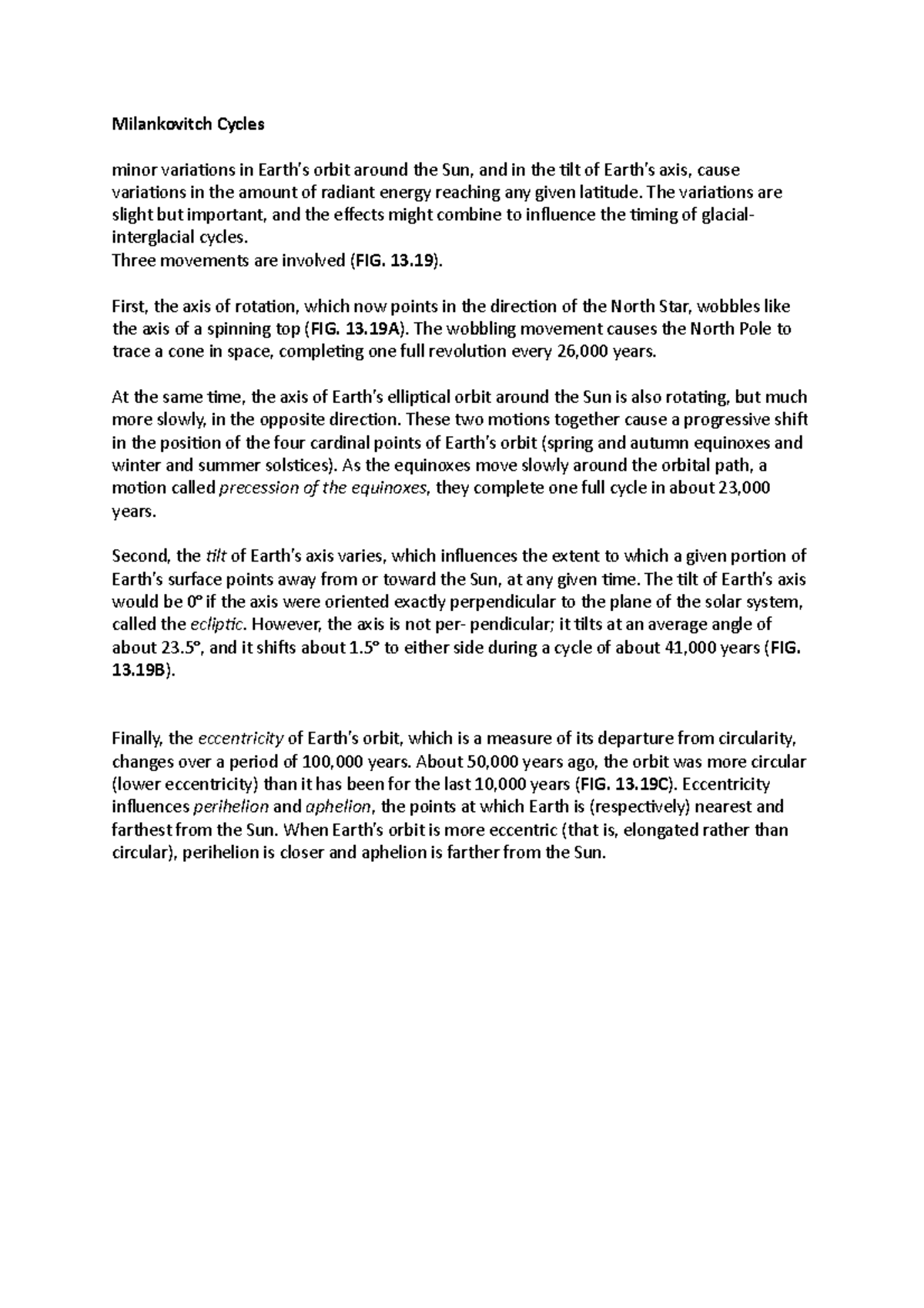 Milankovitch Cycles - Milankovitch Cycles minor variations in Earth’s ...