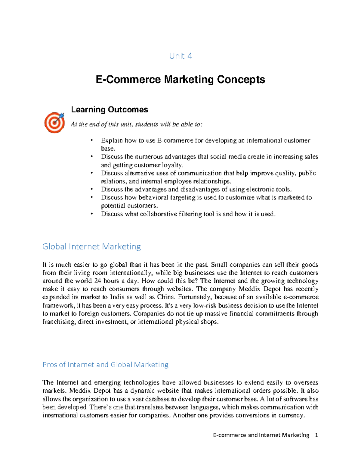 ECommerce Unit 4 Marketing Concepts - Unit 4 E-Commerce Marketing ...