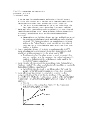 306 Online Homework 6 2022 - ECO 306 - Intermediate Macroeconomics Homework – Module 6 Dr ...