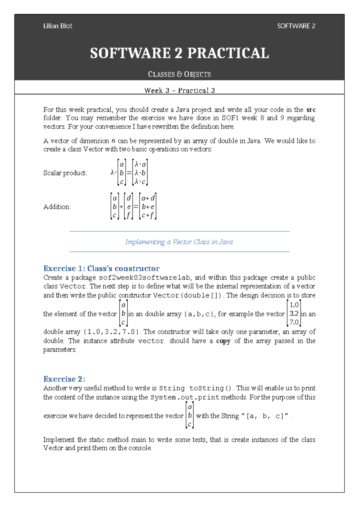 Week03-P03-Classes And Objects - SOFTWARE 2 PRACTICAL CLASSES & OBJECTS ...