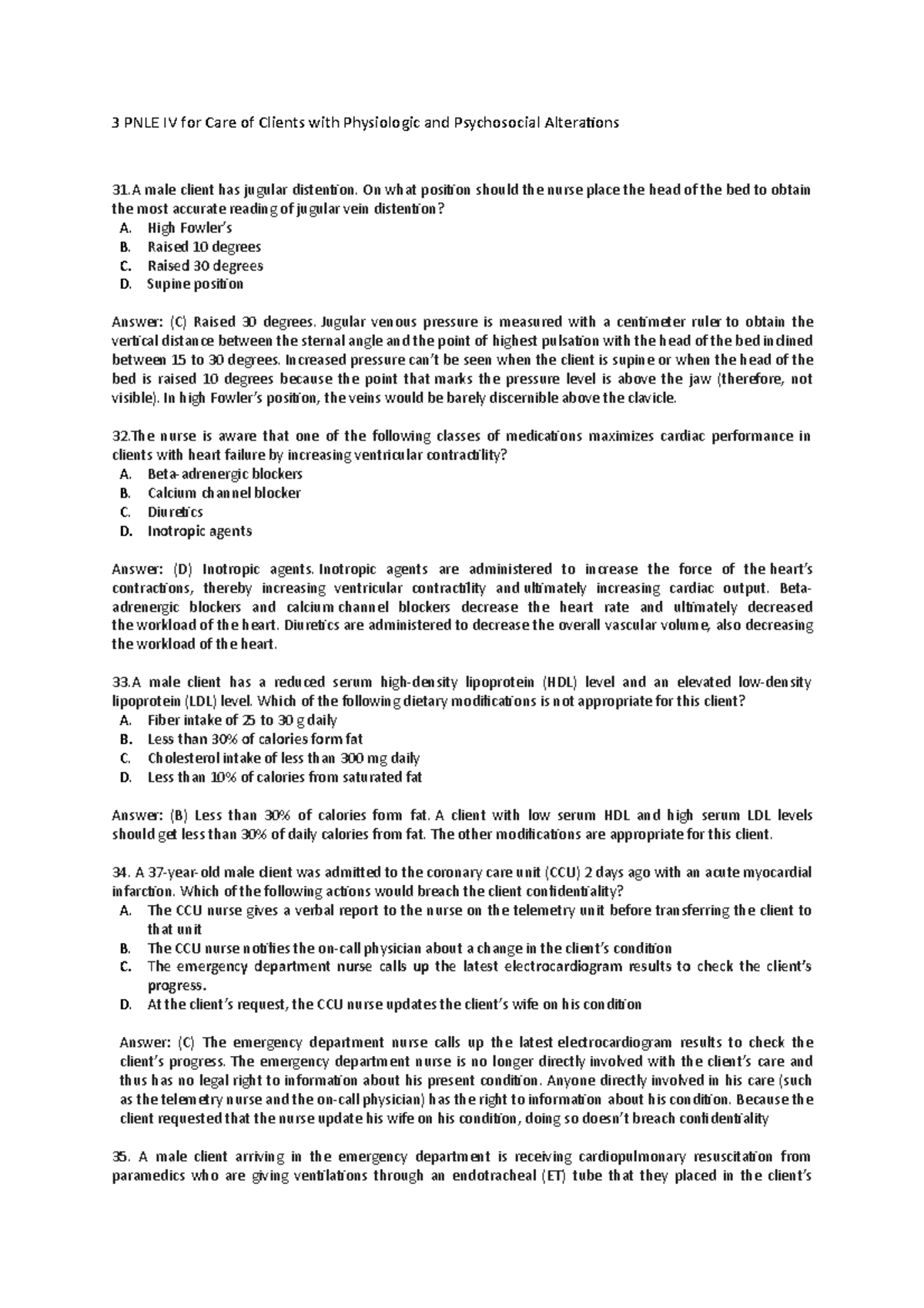 3 PNLE IV for Care of Clients with Physiologic and Psychosocial ...