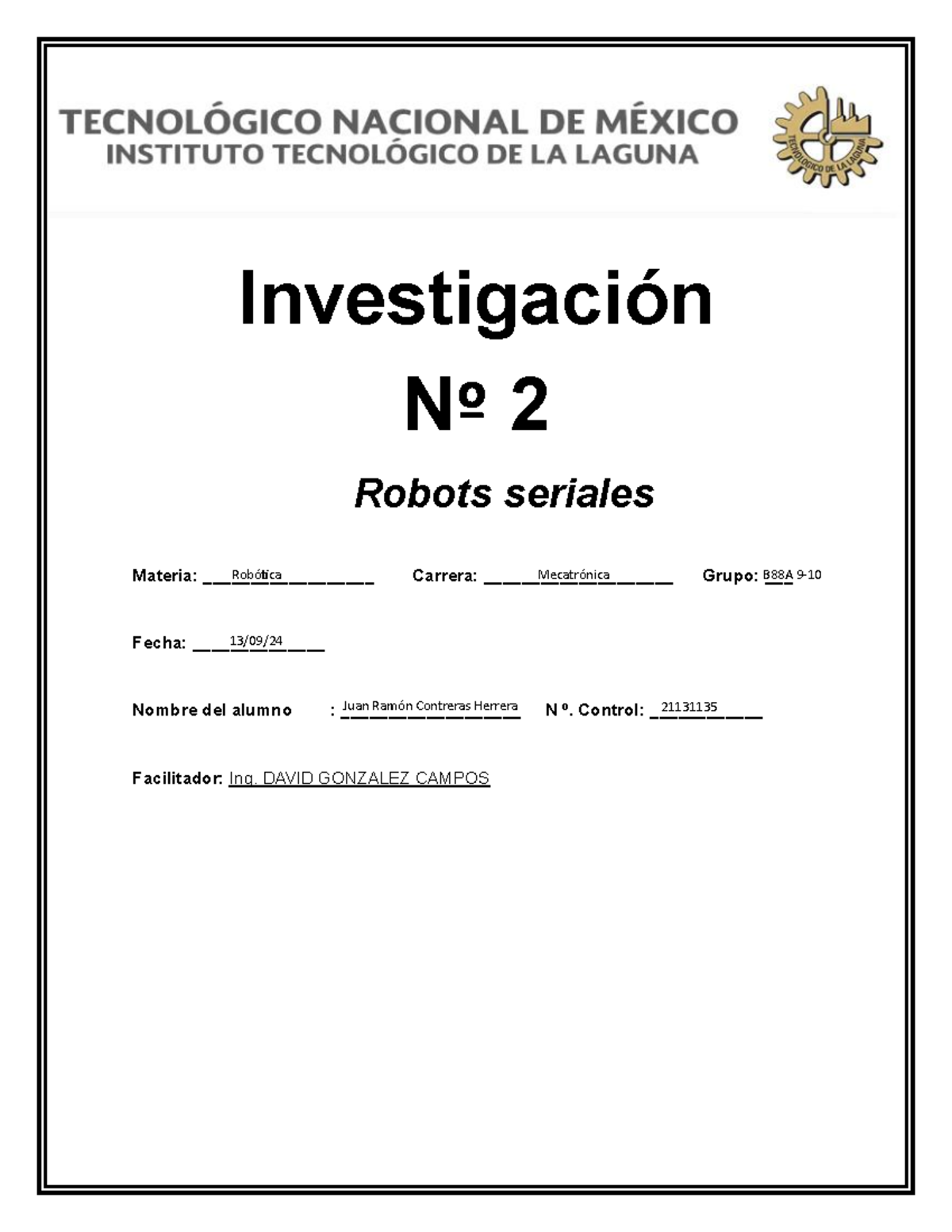 investigacion 2 Robots seriales - Investigación Nº 2 Robots seriales ...