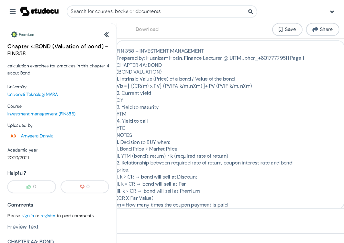 Chapter-4bond-valuation-of-bond-fin358 compress - FIN 358 – INVESTMENT ...