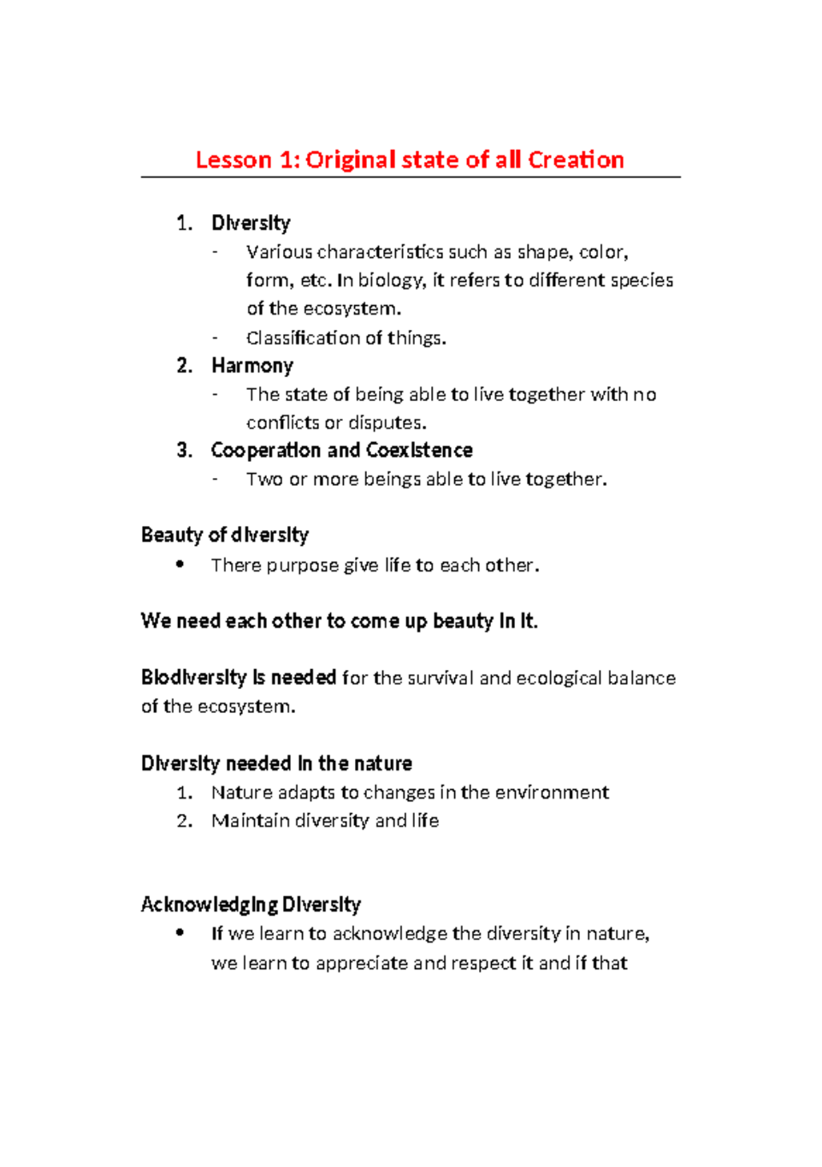 GEE - lessons 1 & 2 - N/A - Lesson 1: Original state of all Creation ...
