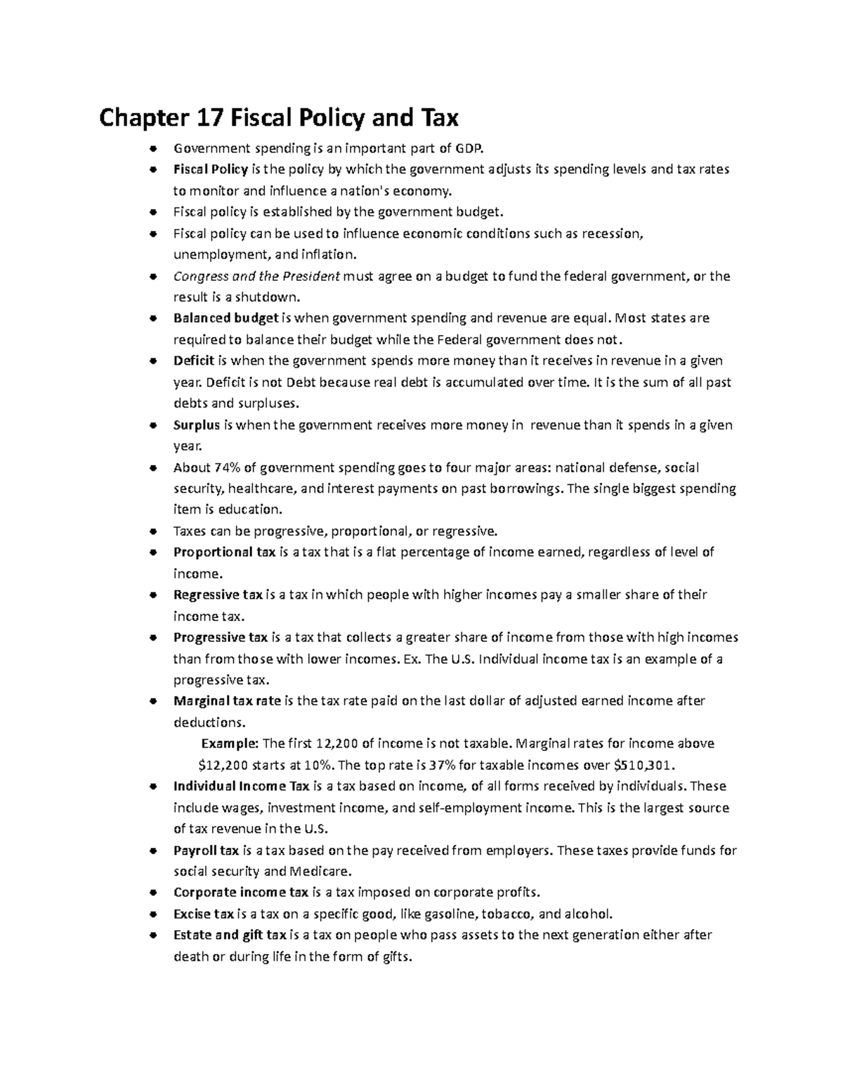 Macroeconomics #17,20 - Chapter 17 Fiscal Policy and Tax Government ...