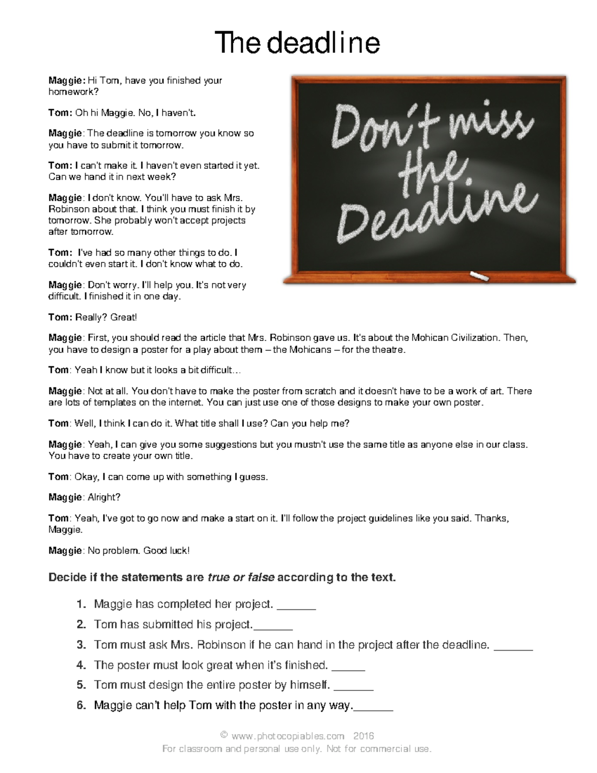 Modal-verbs reading comprehension freebie - © phot ocopiables 2016 For ...