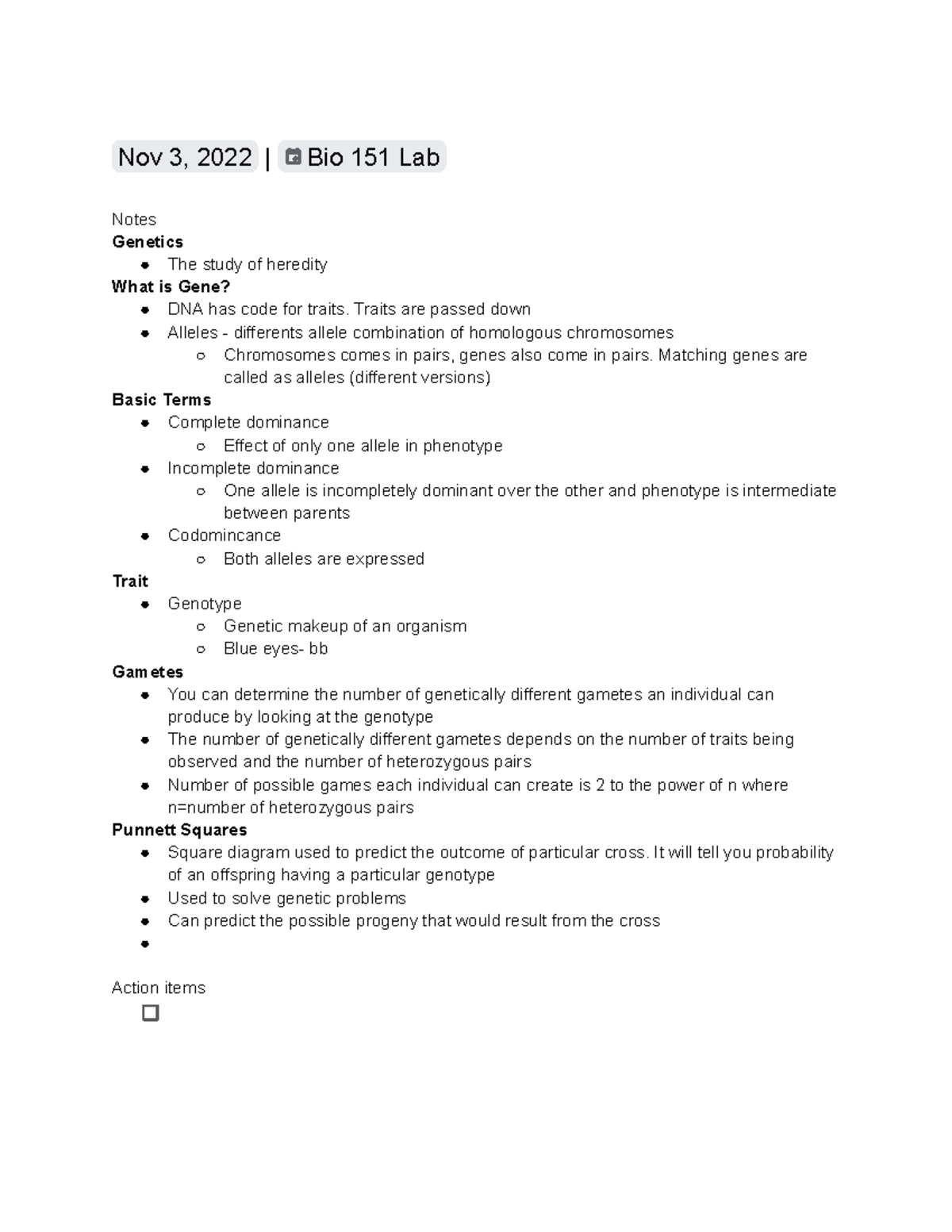 Lab Notes on Genetics - Nov 3, 2022 | Bio 151 Lab Notes Genetics The ...