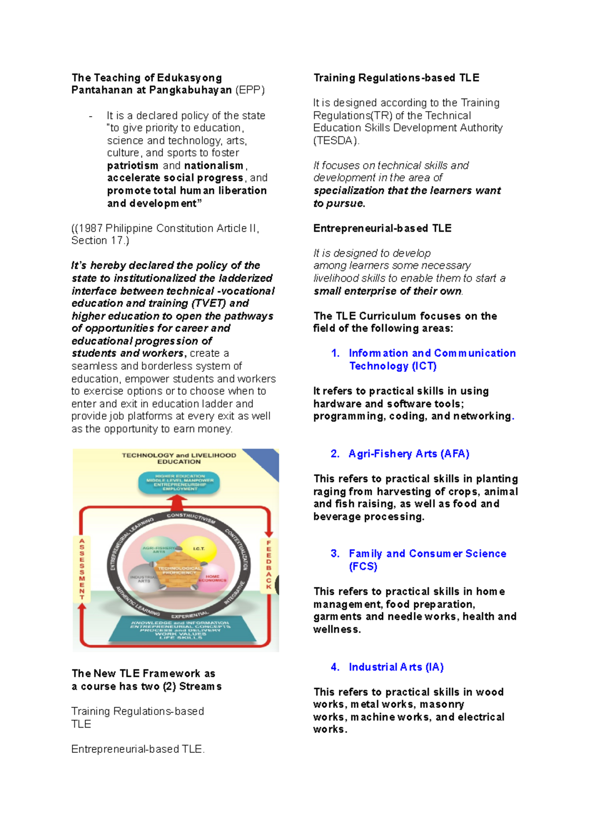 TLE Reviewer - For TLE - The Teaching of Edukasyong Pantahanan at ...