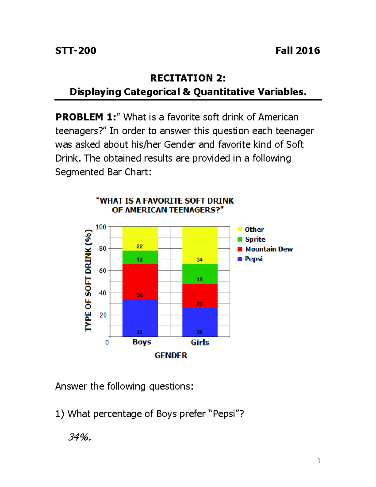 Recitation 2 - Lecture notes 2 - STT-200 Fall 2016 RECITATION 2 ...