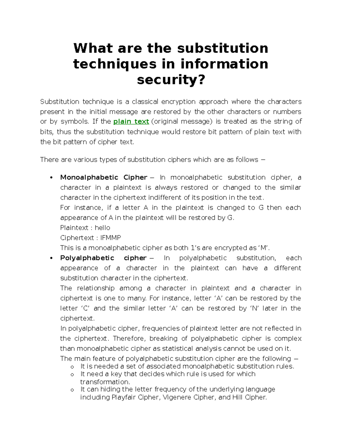 notes of cyber security - What are the substitution techniques in ...