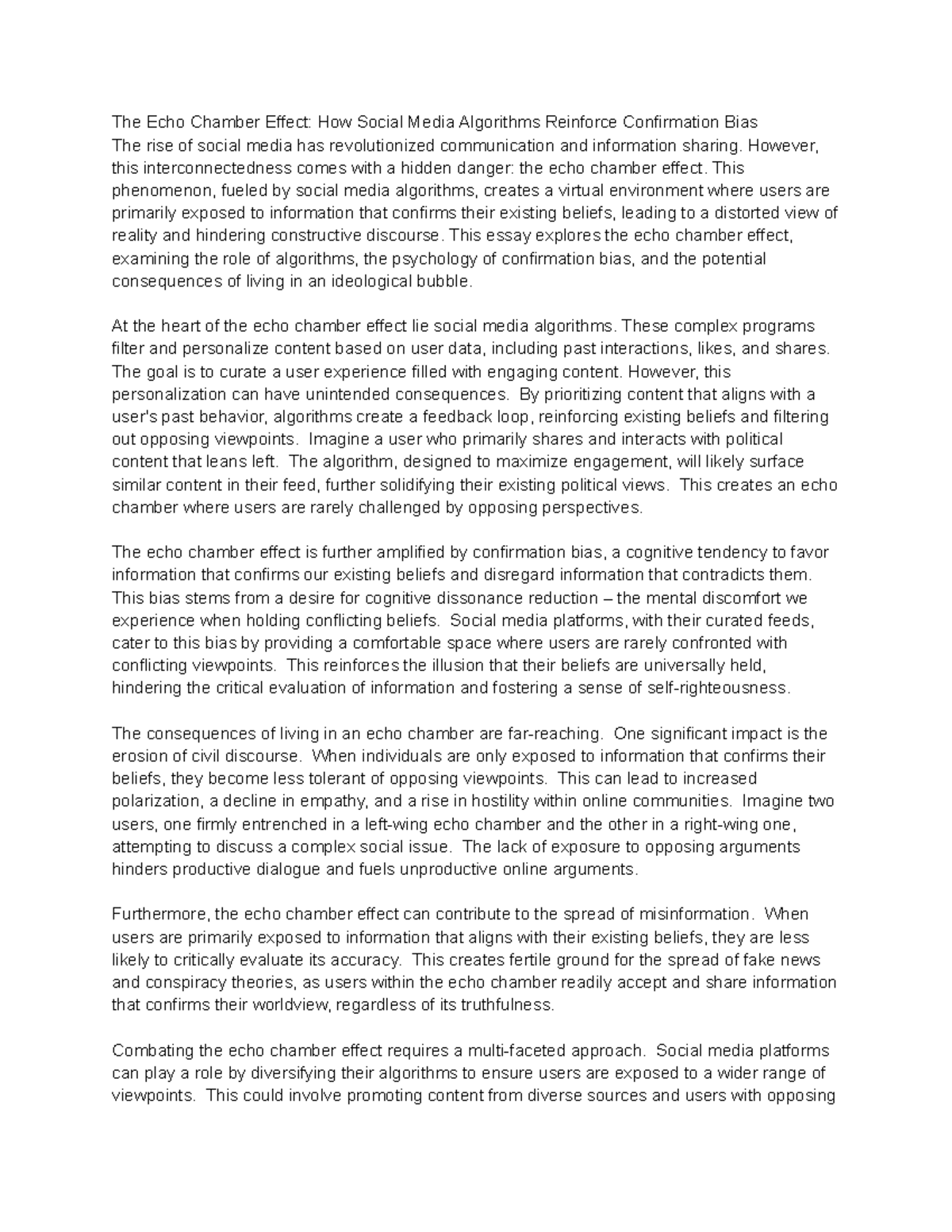 The Echo Chamber Effect How Social Media Algorithms Reinforce ...