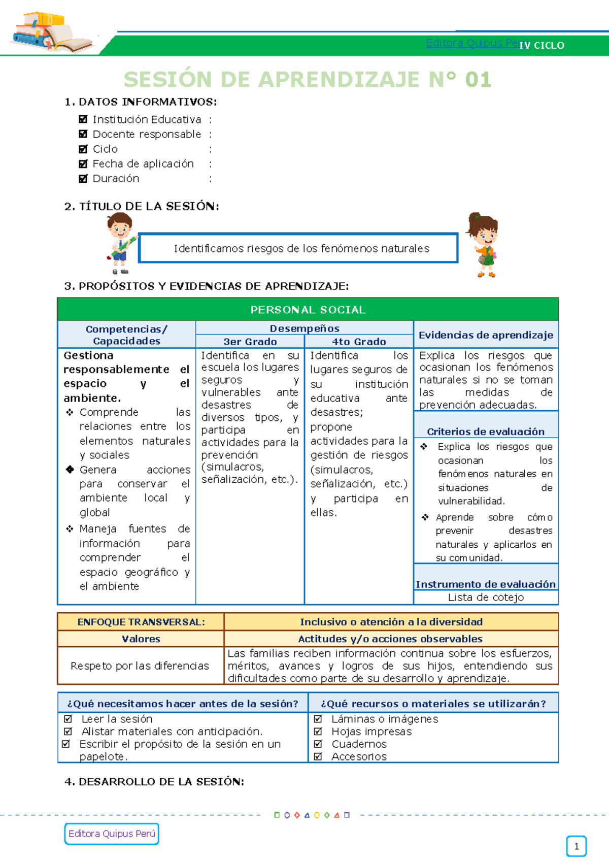 2.- Sesiones de aprendizaje - EDA VIII Semana 1 - SESIÓN DE APRENDIZAJE N° 01 1. DATOS ...