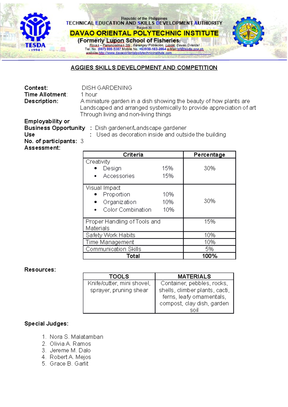 AGRI Skills Competition - AGGIES SKILLS DEVELOPMENT AND COMPETITION ...