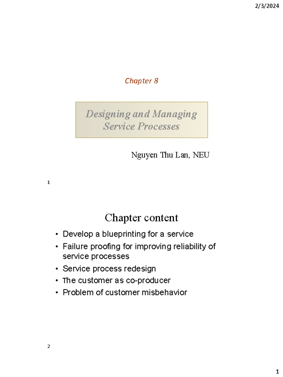 Chapter 8 Services process - Chapter 8 Designing and Managing Service ...