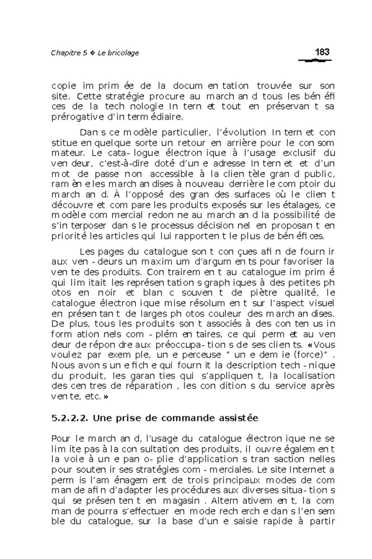 Commerce electronique(36) - Chapitre 5 Le bricolage 183 copie im prim ée de la docum en tation ...