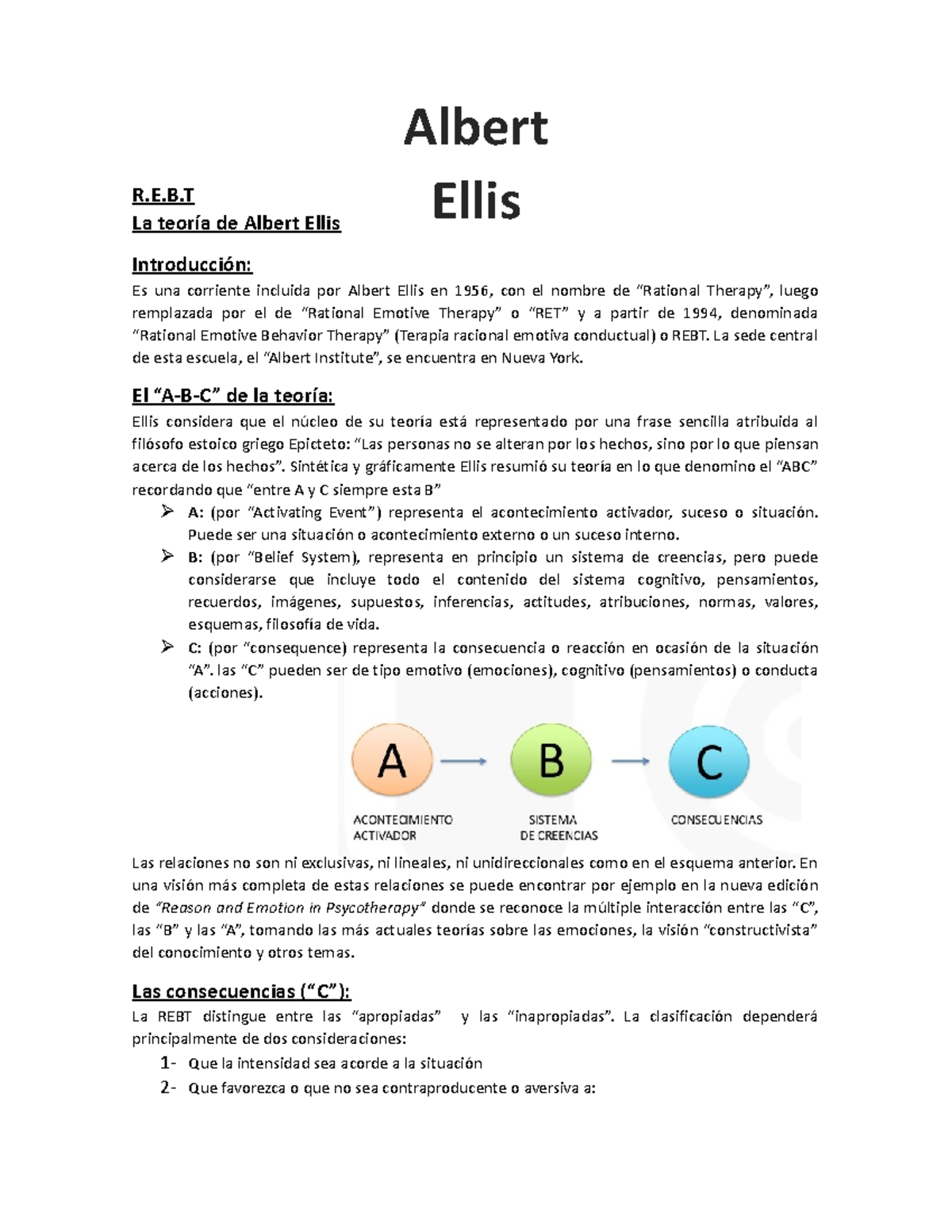 Albert-ellis - Resumen: R.E.B.T La teoría de Albert Ellis - R.E.B La ...