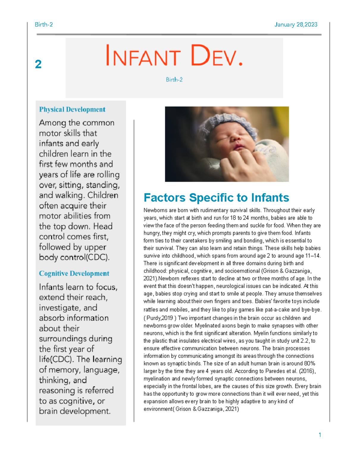 Copy of Developmental Newsletter - 2 Factors Specific to Infants ...