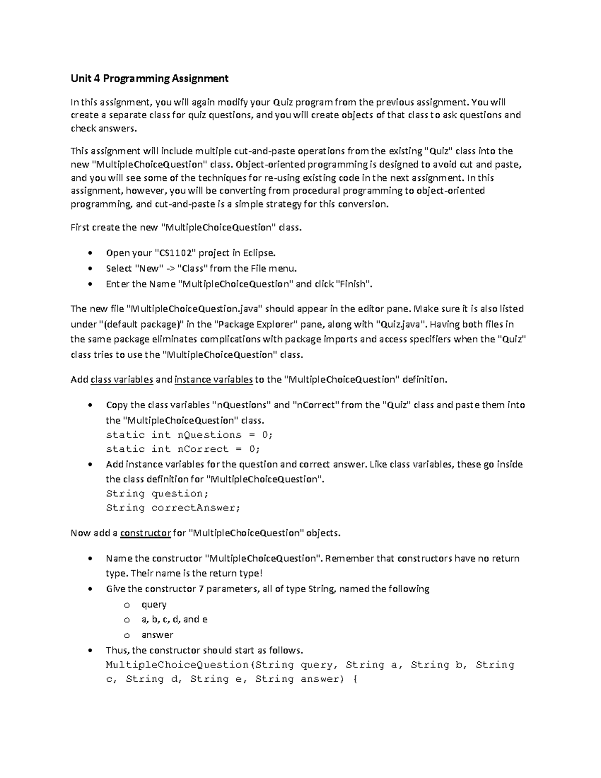 Unit 4 Programming Assignment - Unit 4 Programming Assignment In this ...