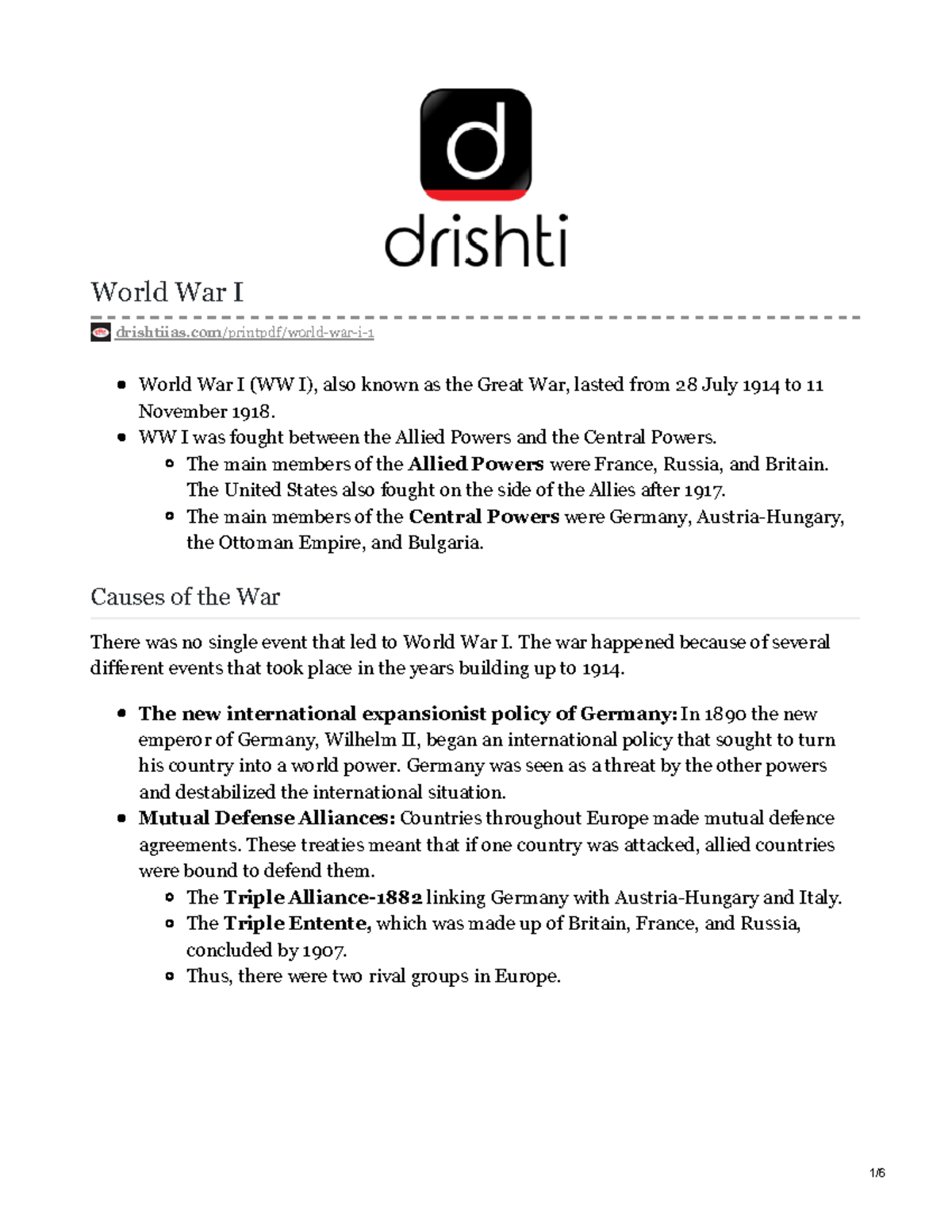 World WAR I Explain - World War I drishtiias/printpdf/world-war-i ...