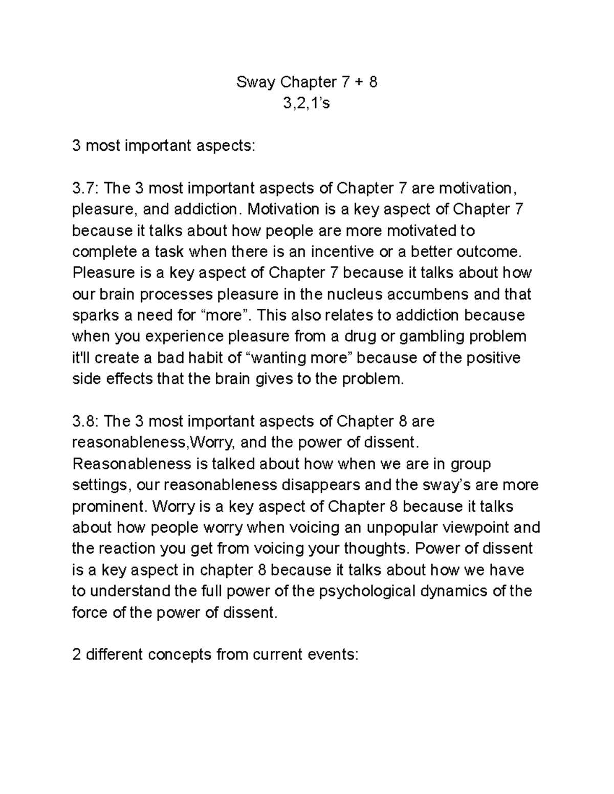 Sway CH 7+8 - sway reading assignment professor strickling - Sway ...