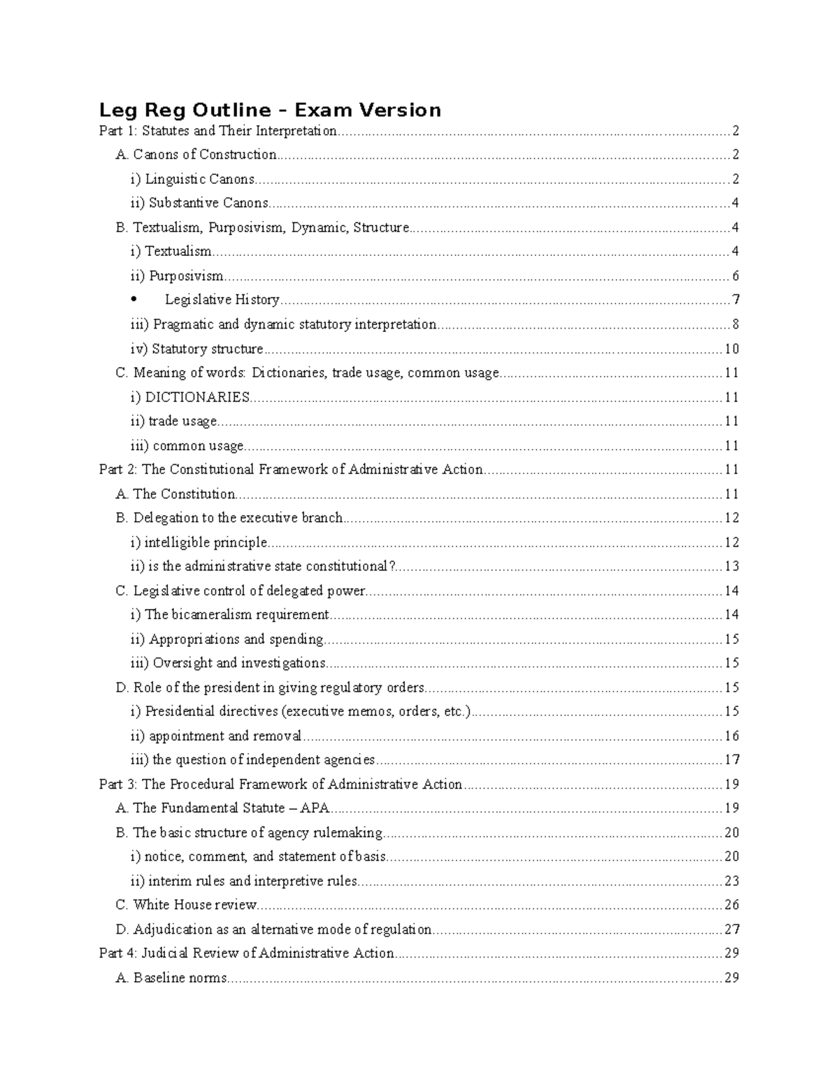 Leg Reg Outline - - Studocu