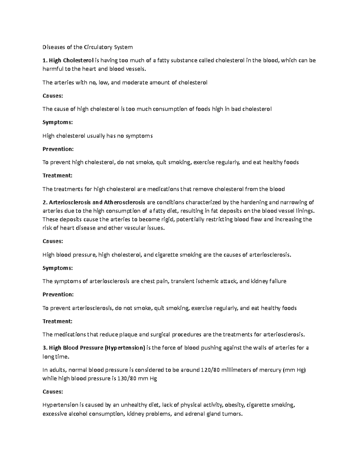 Diseases of Circulatory System - Diseases of the Circulatory System ...