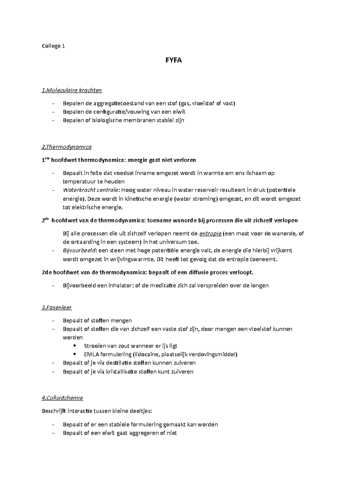 FYFA samenvatting BFW2 - College 1 FYFA 1 krachten Bepalen de ...