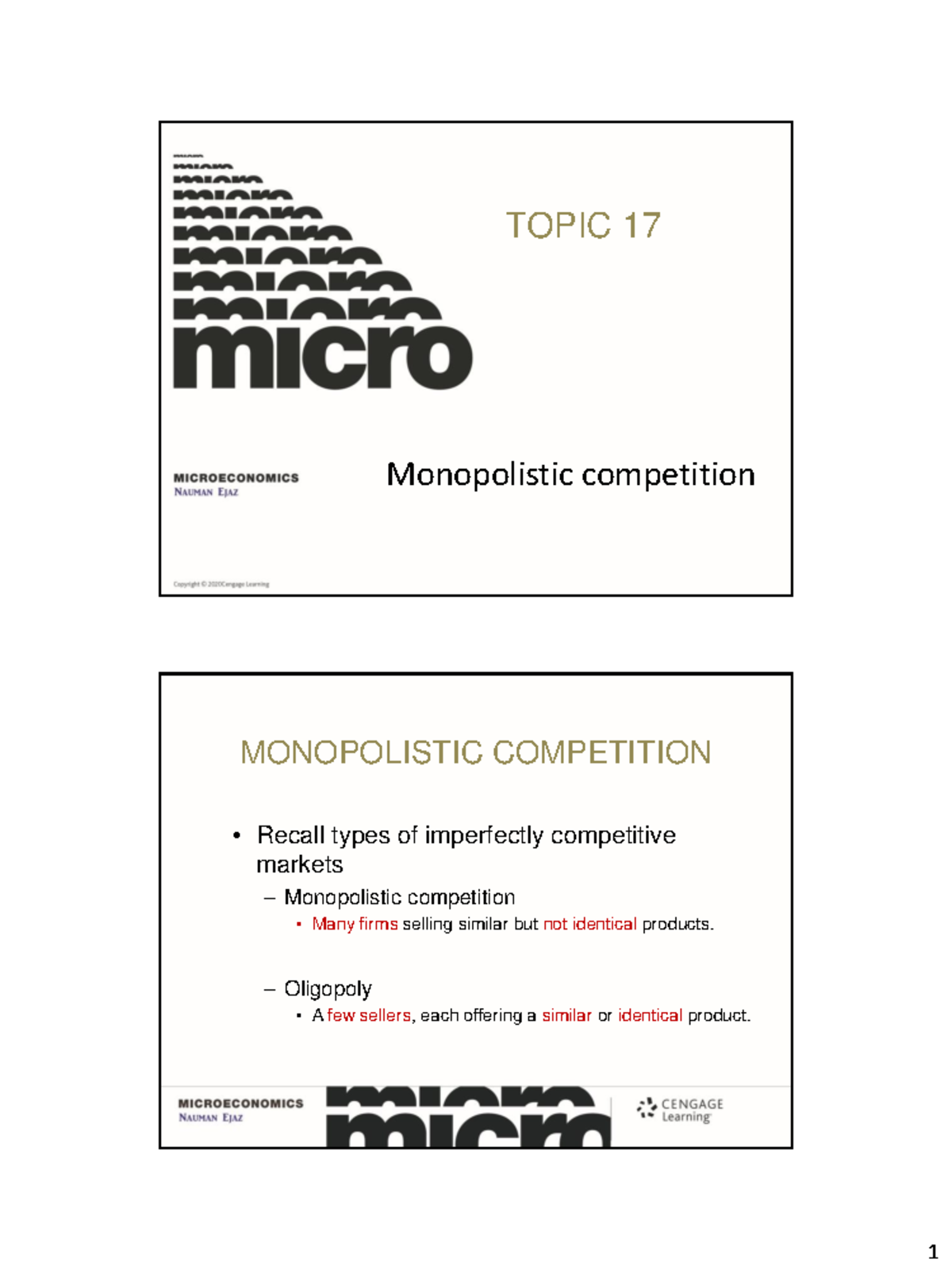 Topic 17 - lecture notes - TOPIC 17 Monopolistic competition ...