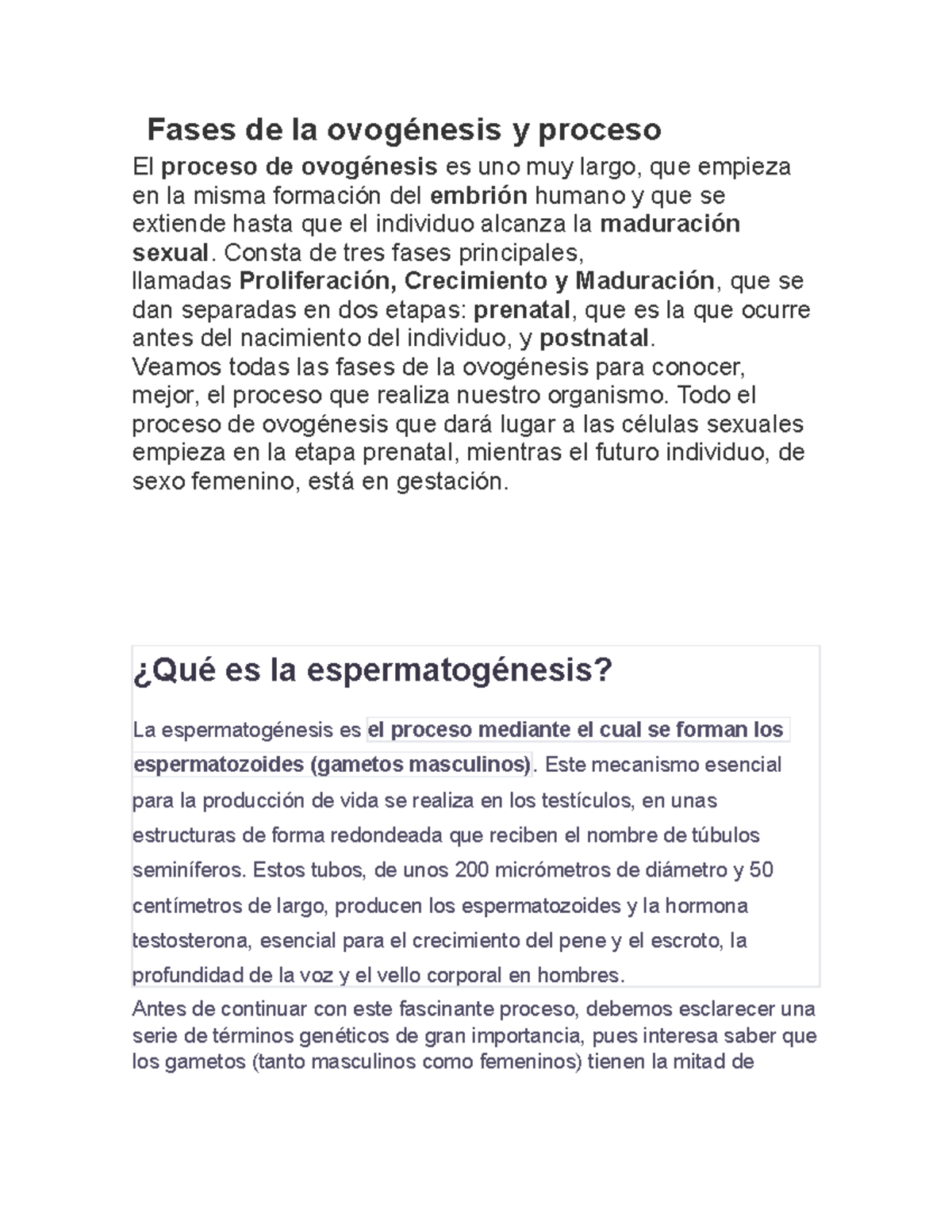 Fases de la ovogénesis y proceso - Fases de la ovogénesis y proceso El ...