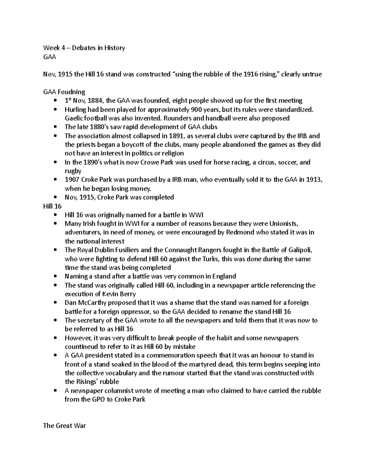 Week 4 – Debates in History Part II - Week 4 – Debates in History GAA ...