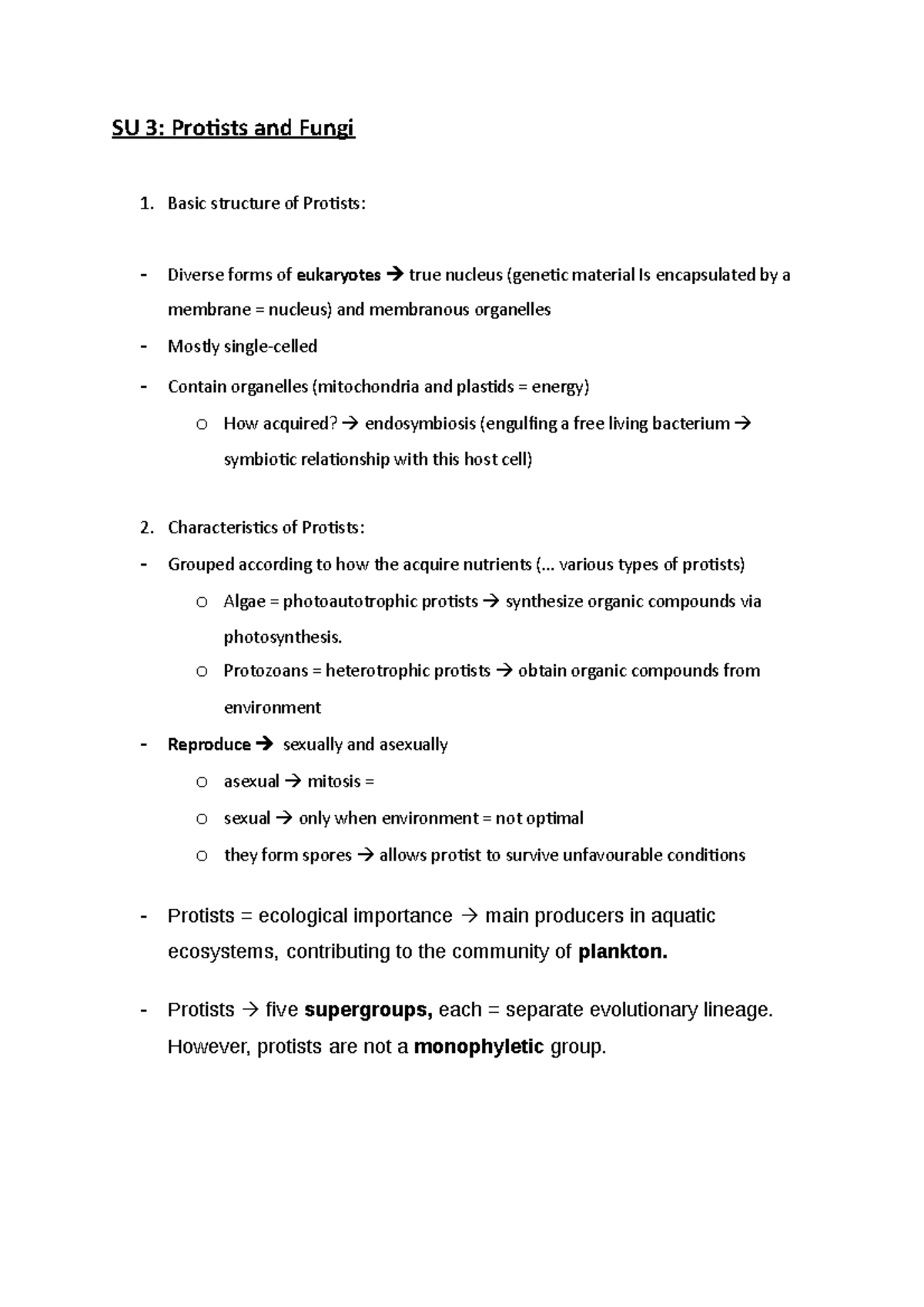 SU 3 - This is a textbook - SU 3: Protists and Fungi 1. Basic structure ...