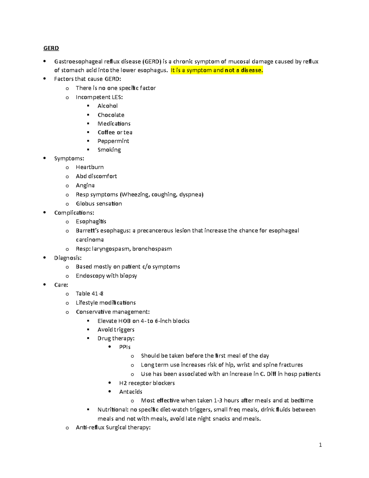 GI-student version part 1 - GERD Gastroesophageal reflux disease (GERD ...