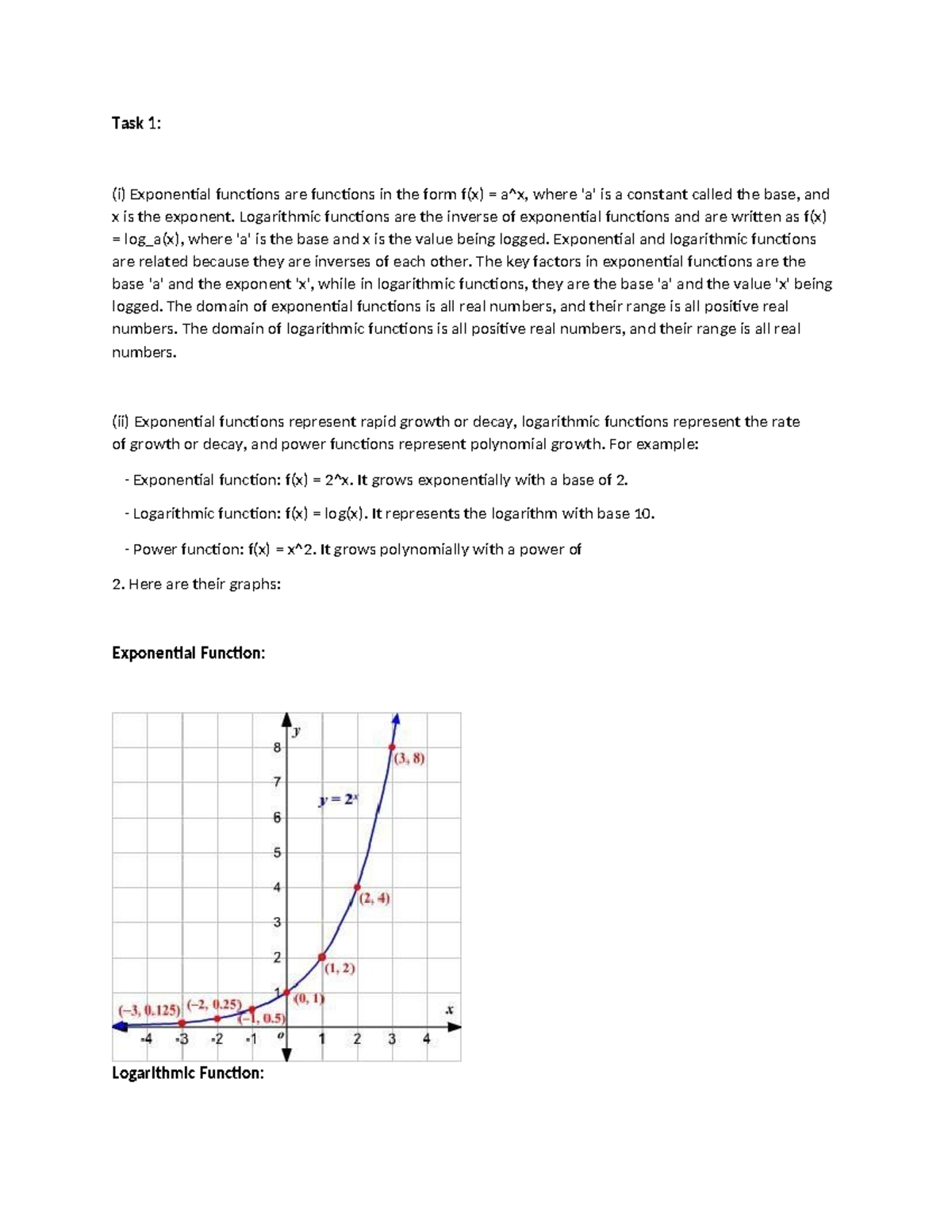 MATH 1201-01 - Math Assignment Unit 5 - Task 1: (i) Exponential functions are functions in the ...