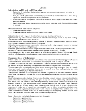 Unit 1 ( Introduction to cyber crime) - UNIT 1 (INTRODUCTION TO CYBER ...