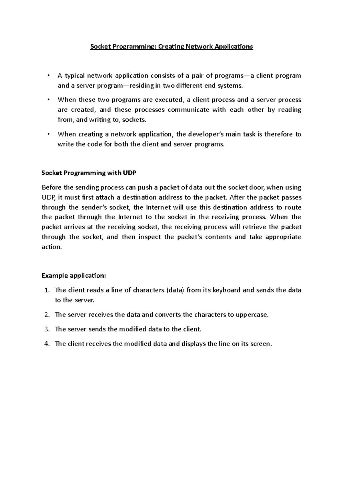 Socket Programming - When these two programs are executed, a client ...