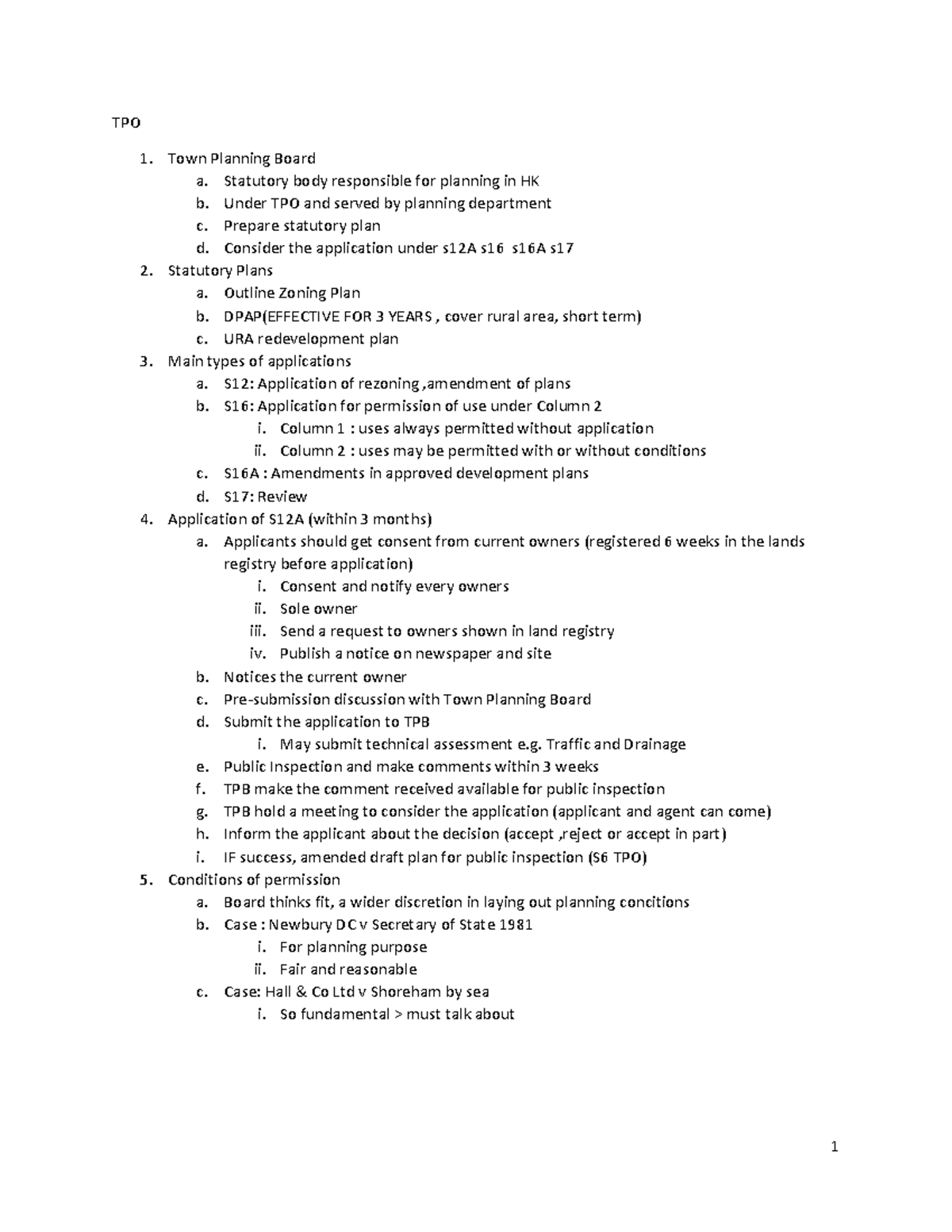 TPO - Summary Development Control Law - TPO 1. Town Planning Board a ...