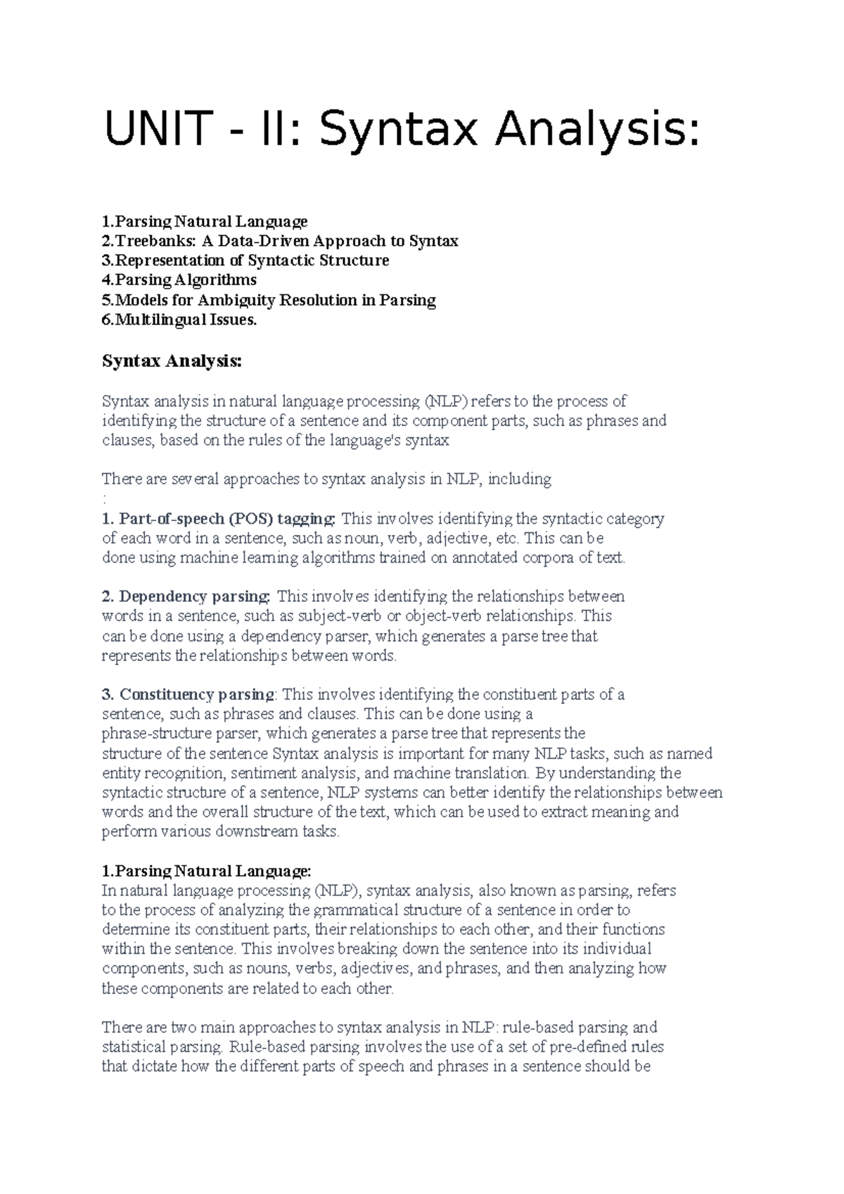 Module Ii Nlp Unit Ii Syntax Analysis 1 Natural Language 2 A