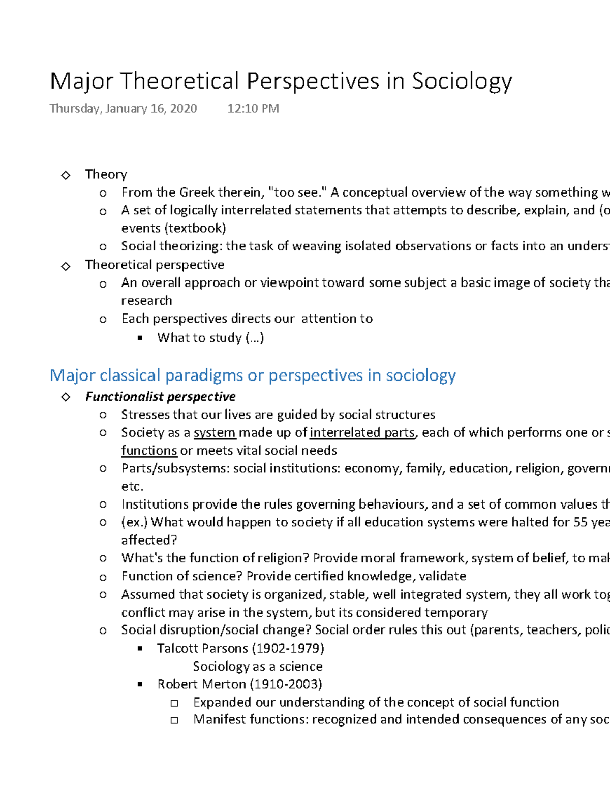 Major Theoretical Perspectives in Sociology - Warning: TT: undefined function: 32 Warning: TT ...