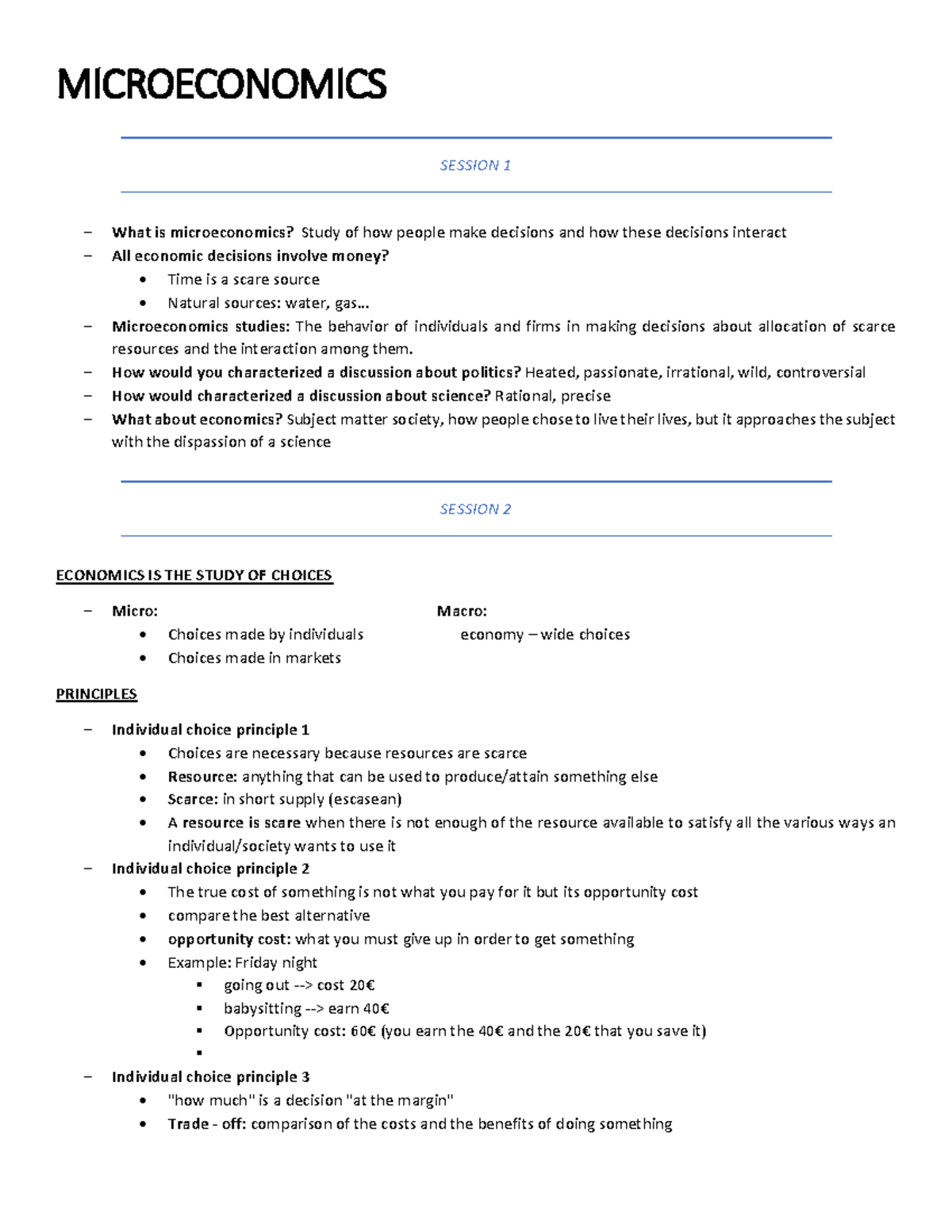 Microeconomics 1 a 7 - intro to macro - MICROECONOMICS SESSION 1 − What ...