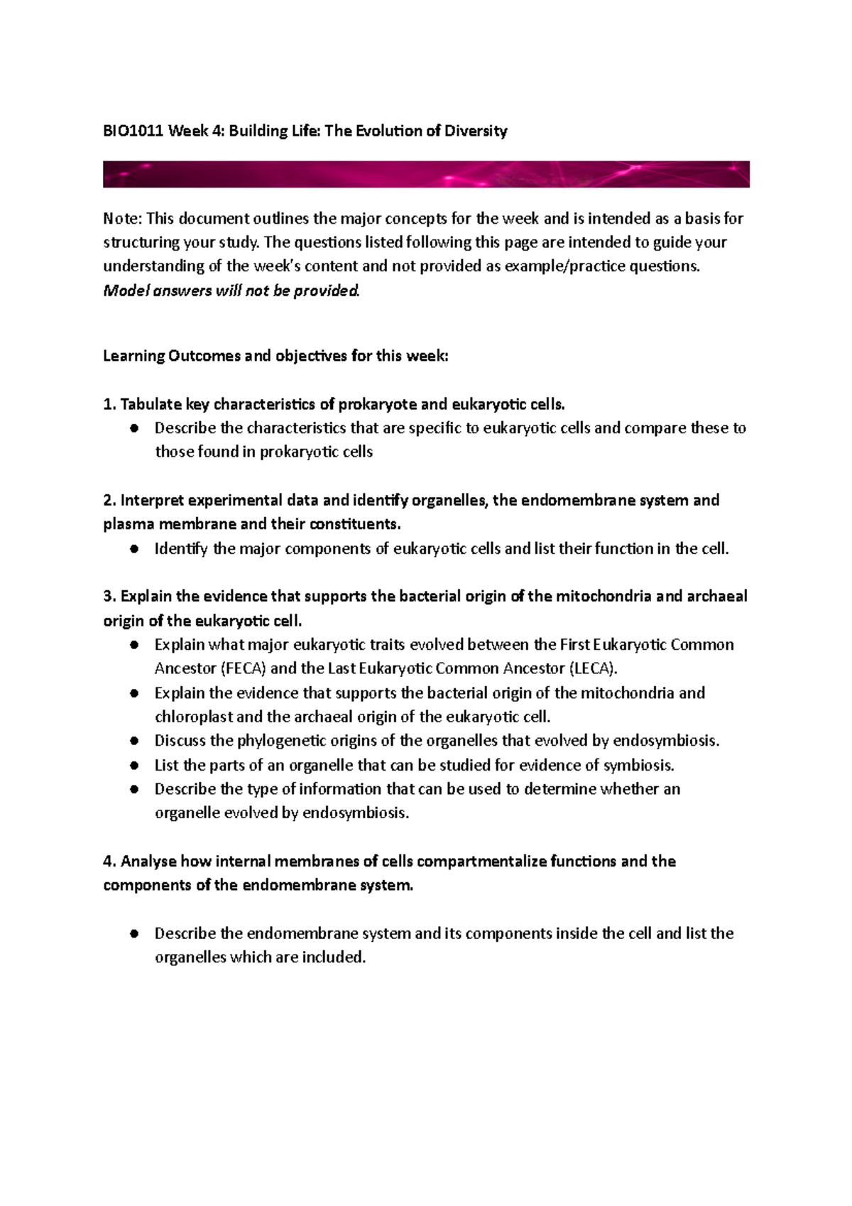 Week 4 Study Guide - Skeleton notes - BIO1011 - Monash - Studocu