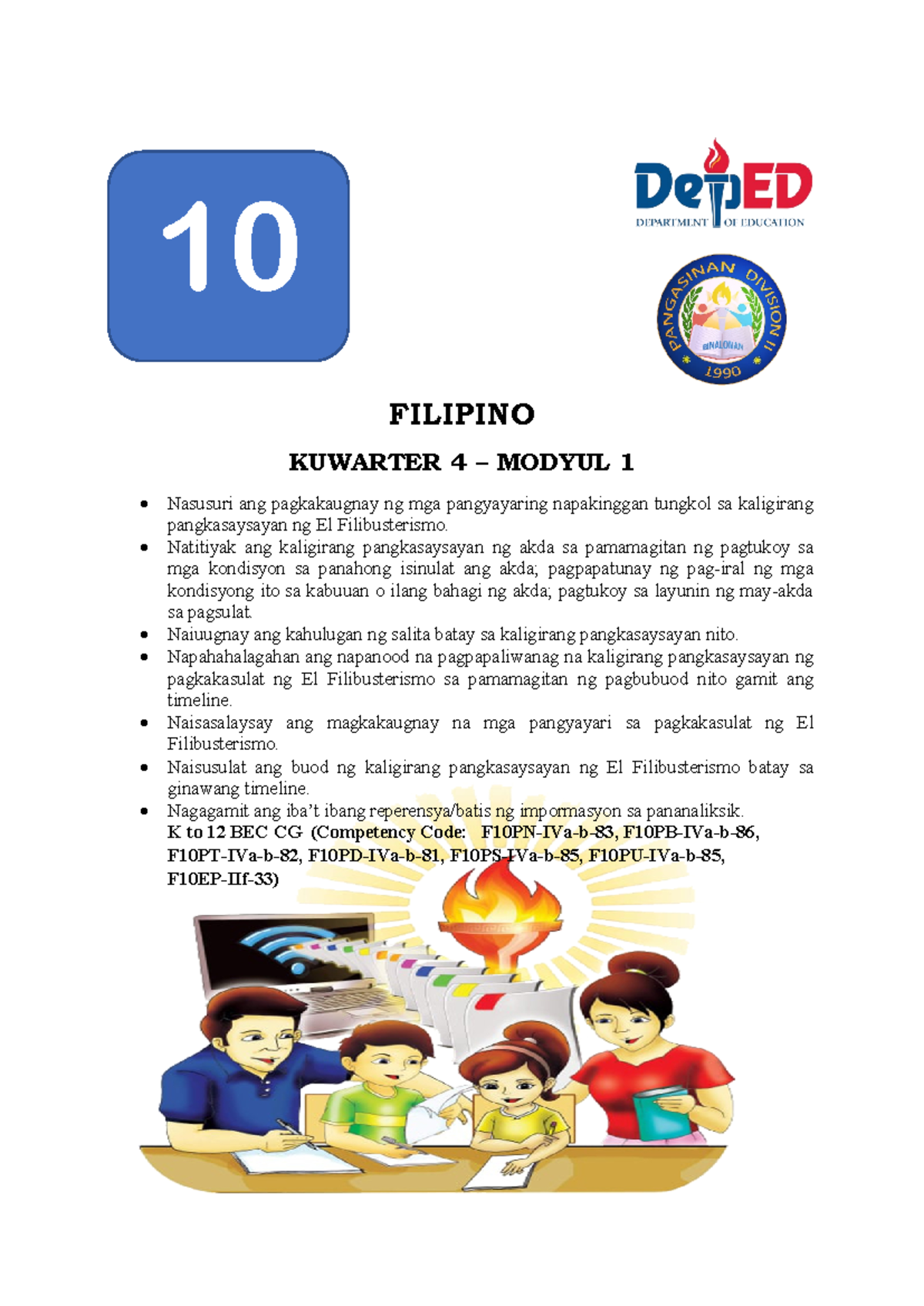 Filipino 10-Q4-M1 - FILIPINO KUWARTER 4 – MODYUL 1 Nasusuri ang pagkakaugnay ng mga pangyayaring ...