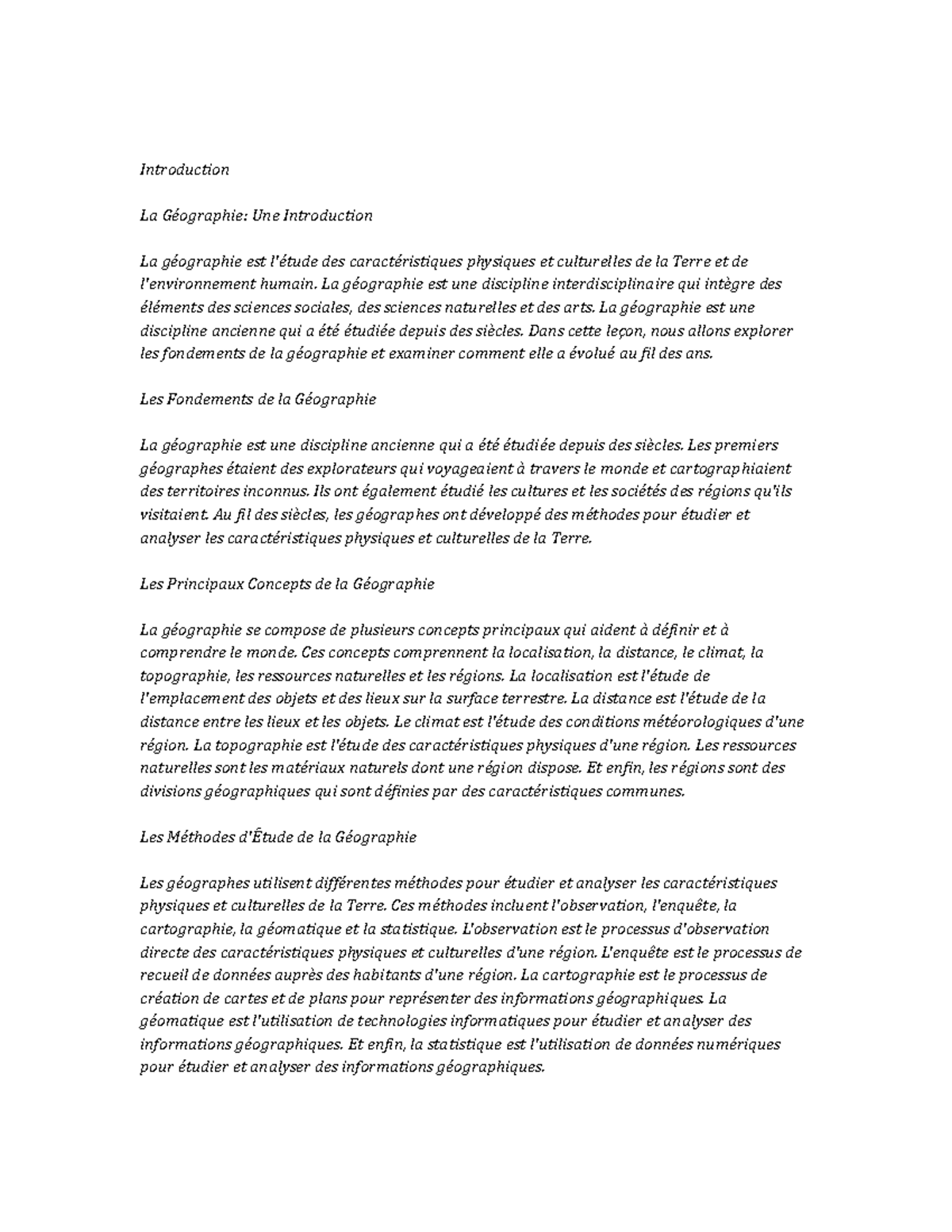 Geography Study Notes - Introduction La Géographie: Une Introduction La ...