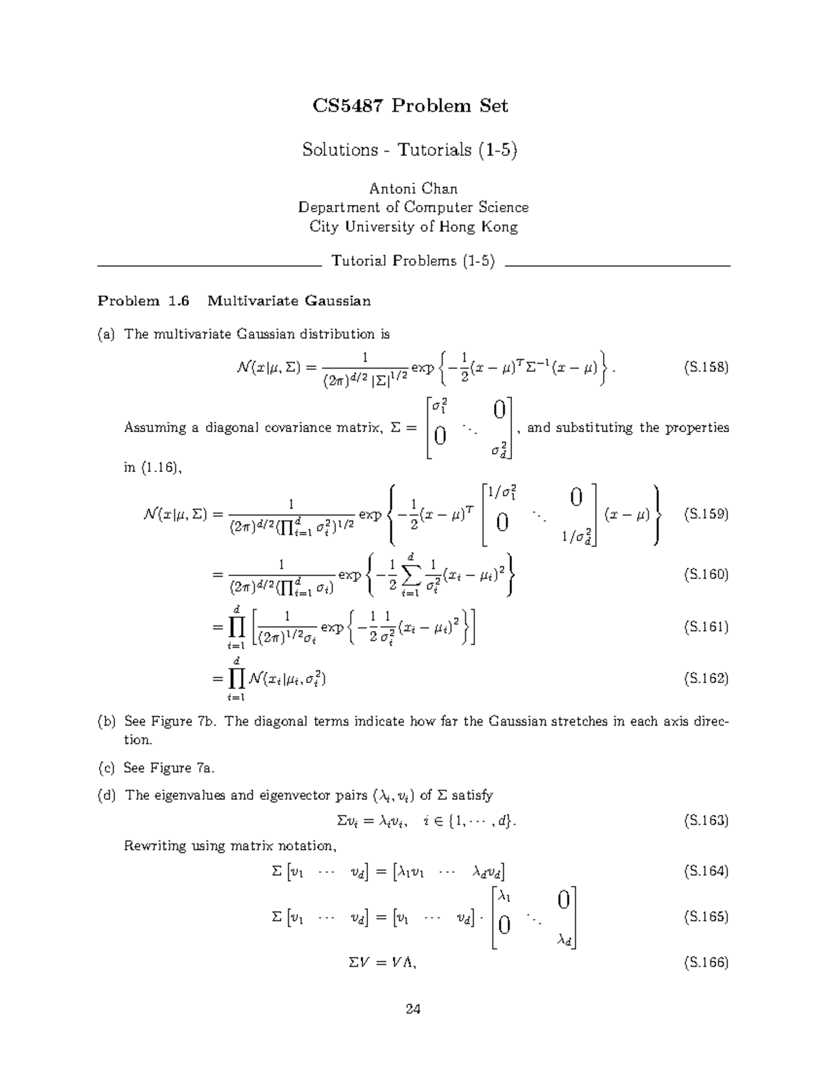 PS-soln-tutorial 15 - PS-soln-tutorial 15 - CS5487 Problem Set Solutions - Tutorials (1-5 ...