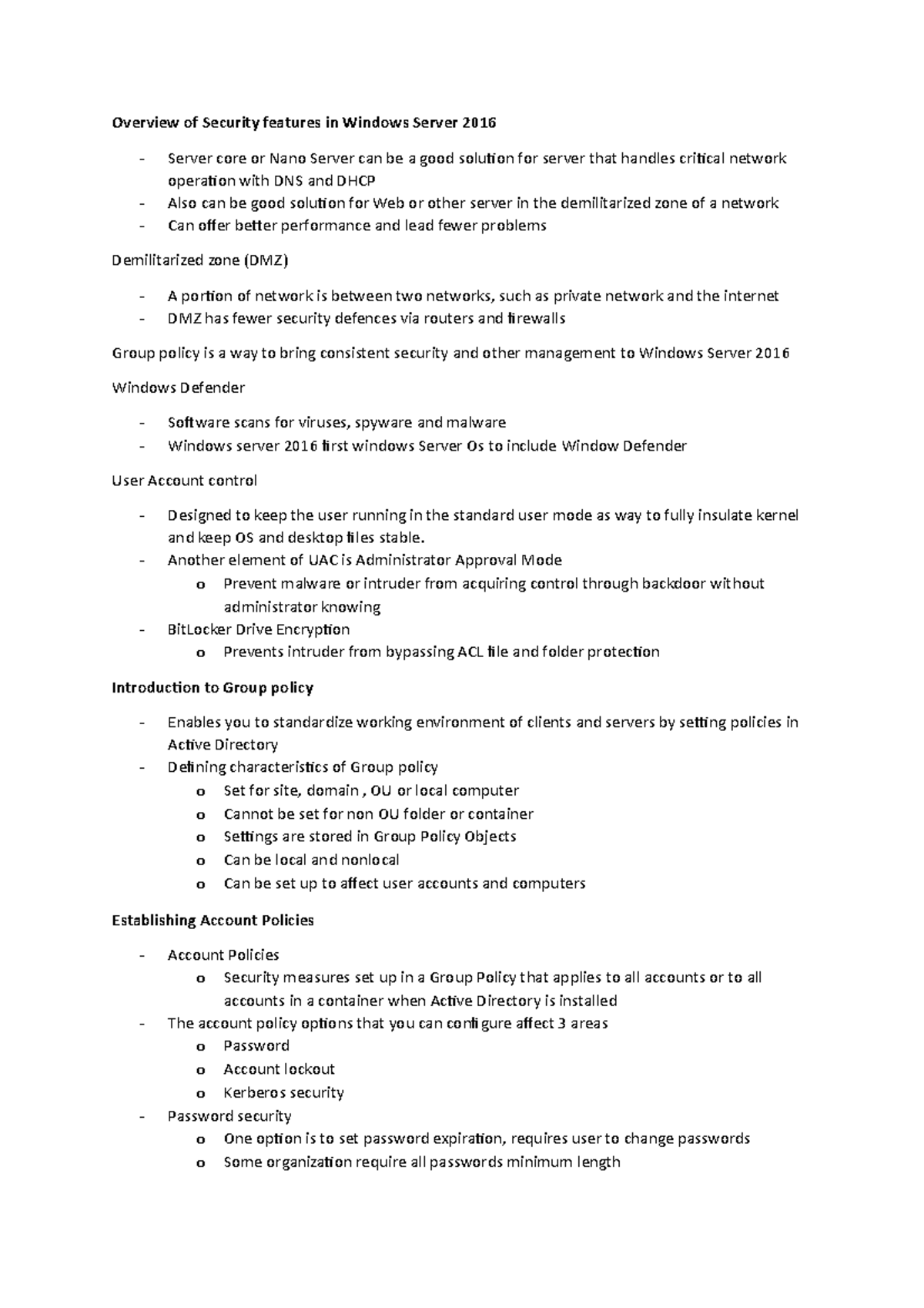 Session 8 Lecture Notes 8 Overview Of Security Features In Windows
