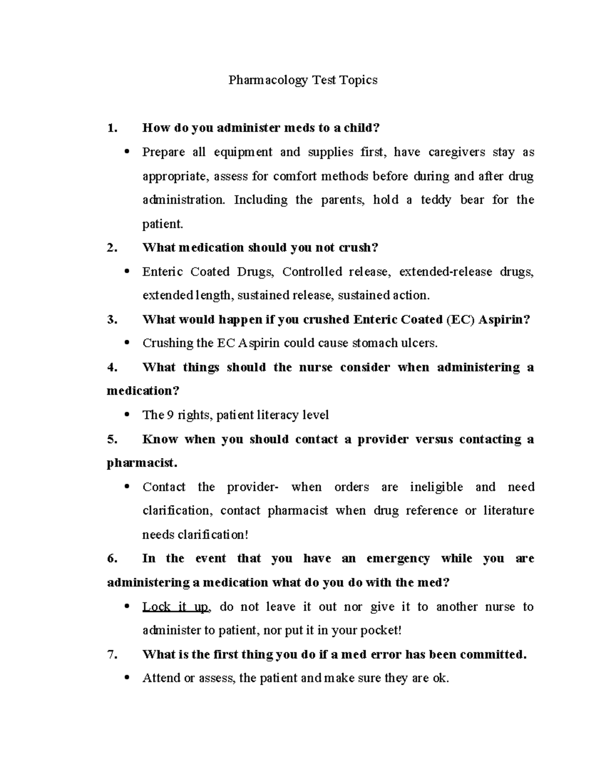 Pharmacology Test Topics - Pharmacology Test Topics How do you ...
