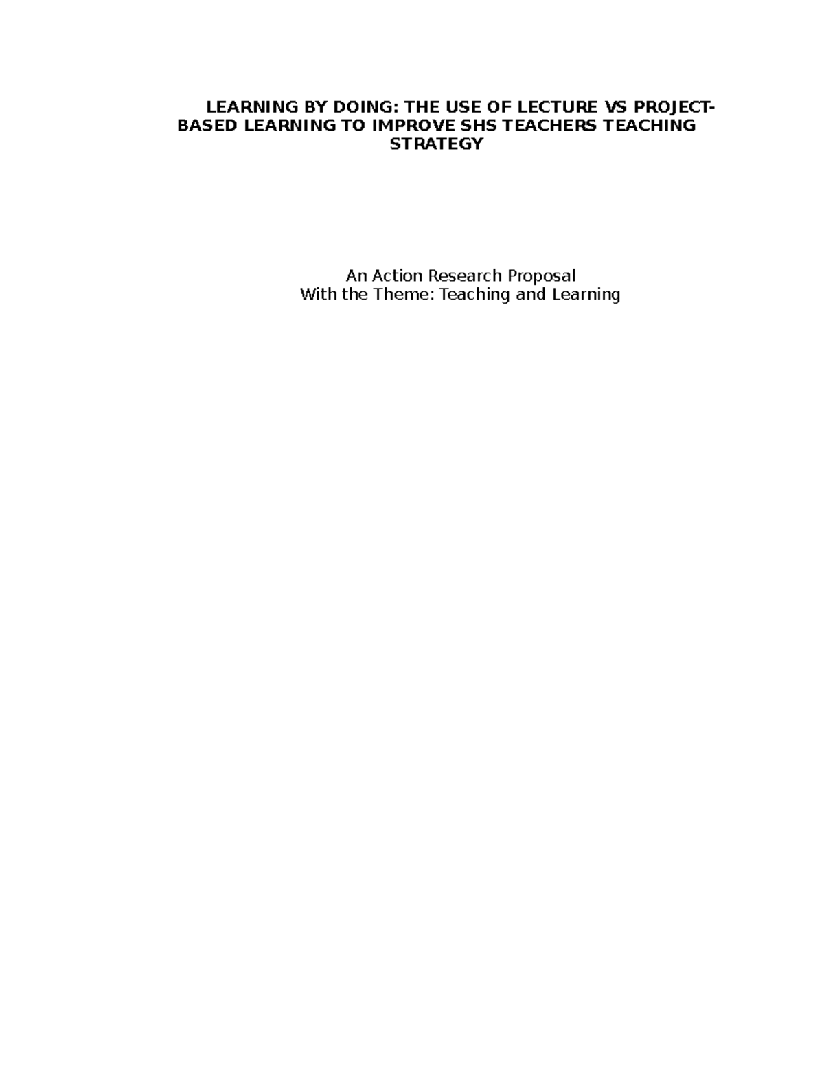 Project Based Learning AR Martinez - LEARNING BY DOING: THE USE OF ...